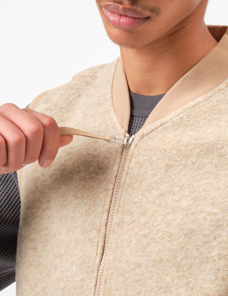 Universal Works Zip Waistcoat (Wool Fleece) - Fawn | Article.
